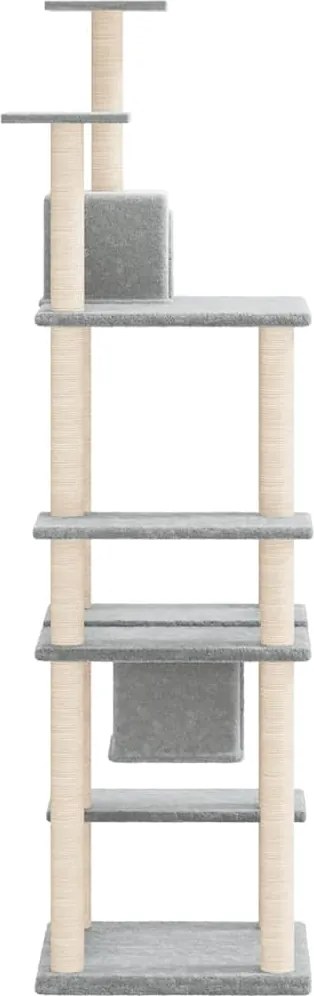 Škrabadlo pro kočky se sisalovými sloupky světle šedé 176 cm 171688