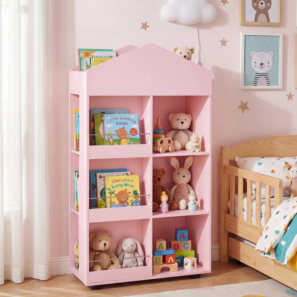 Costway Montessori dětská polička 116 cm Knihovnička Dětská polička na dřevo