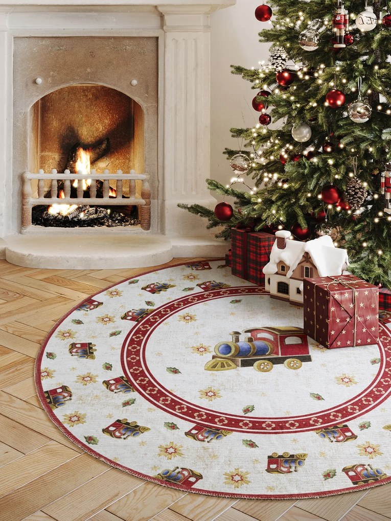 Villeroy & Boch, Kusový koberec Villeroy & Boch Toy's delight 106276 Cream, Red kruh, 160x160 (průměr) kruh, červená, obývací pokoj