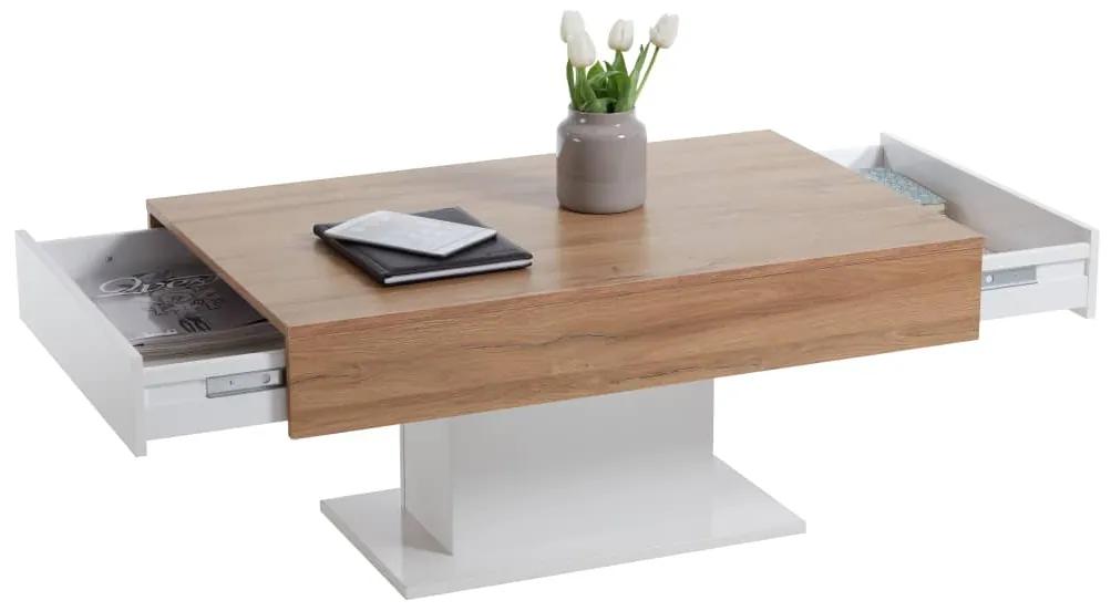 FMD Konferenční stolek dub s patinou a bílý - Default Title