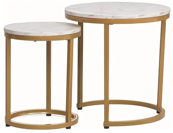 Konferenční stolek 2 ks HOLA Signal Bílá / zlatá