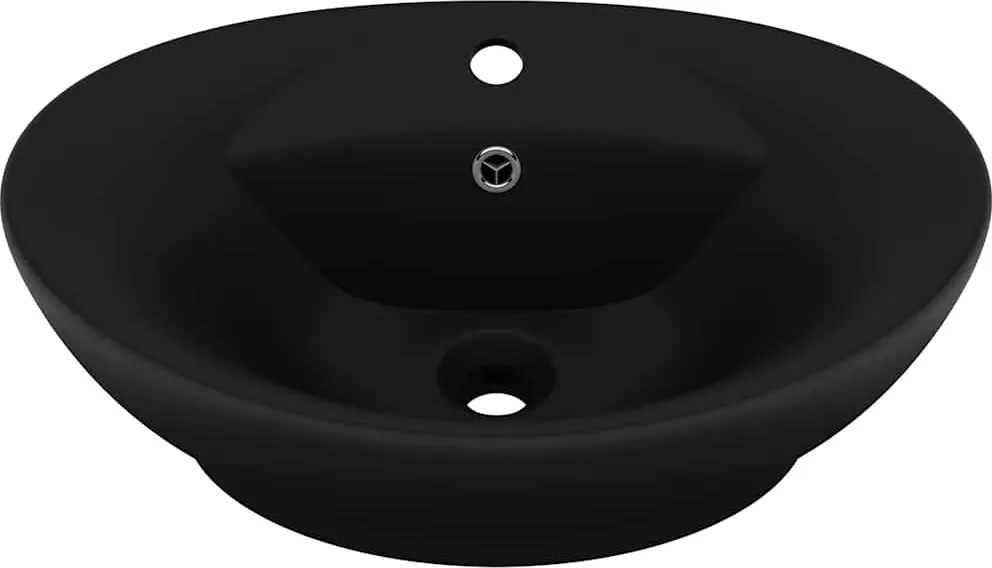 Luxusní umyvadlo přepad oválné matné černé 58,5x39 cm keramika 146942