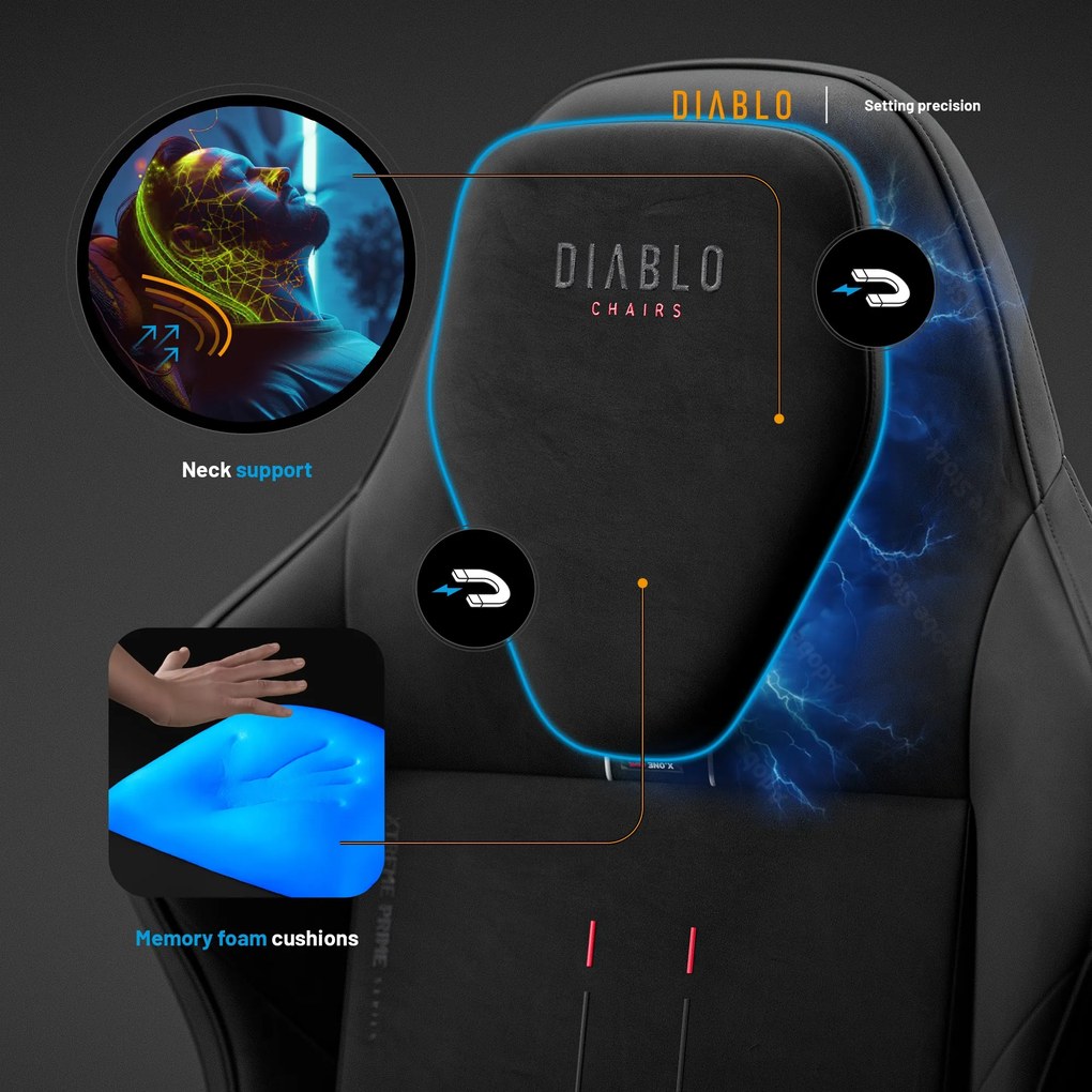 Herní židle černá Normal Size: Diablo X-One Prime Burned Black