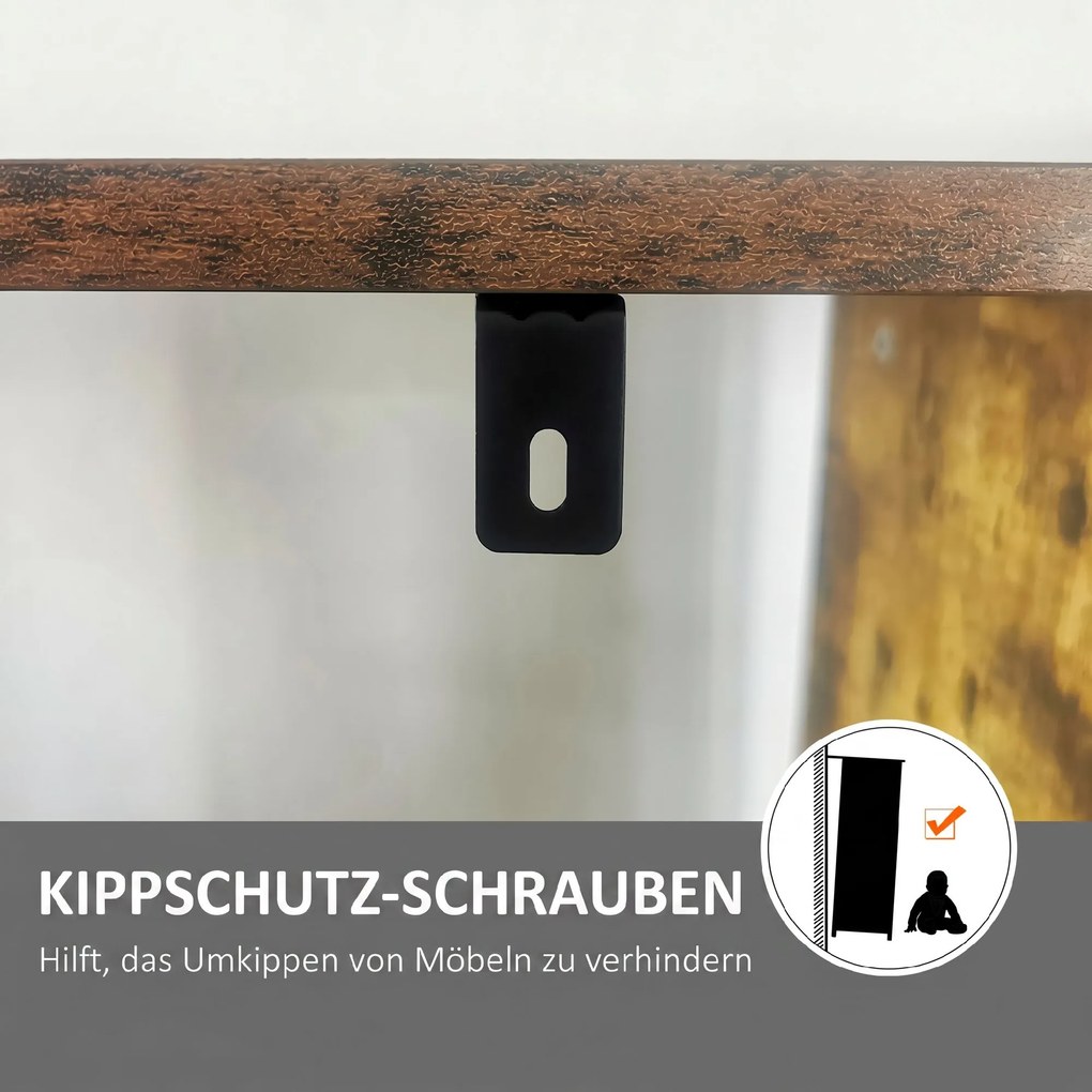 HOMCOM 4-patrová knihovna s 8 úložnými prostory v industriálním stylu pro obývací pokoj, kancelář, ložnici 74x30x157,5 cm Rustikální hnědá