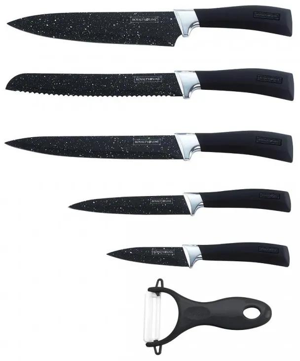 6dílná sada nožů s mramorovým povrchem Royalty Line RL-ML5B + škrabka