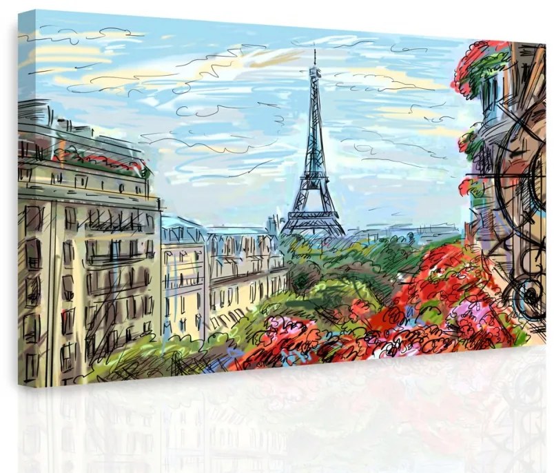 Obraz - Kreslená Paříž (90x60 cm) - InSmile ®