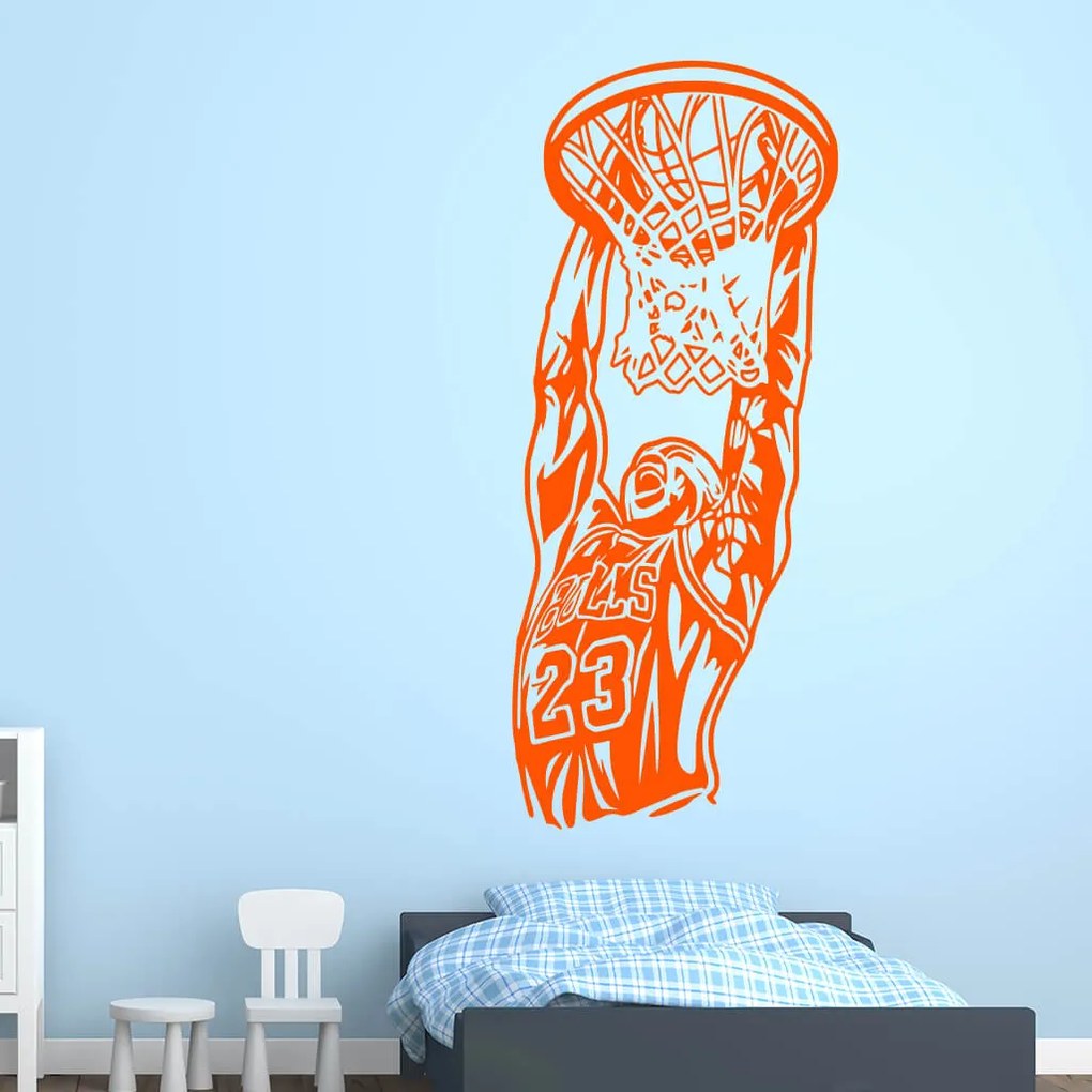Živá Zeď Samolepka na zeď Michael Jordan Barva: oranžová, Velikost: 80 x 34 cm