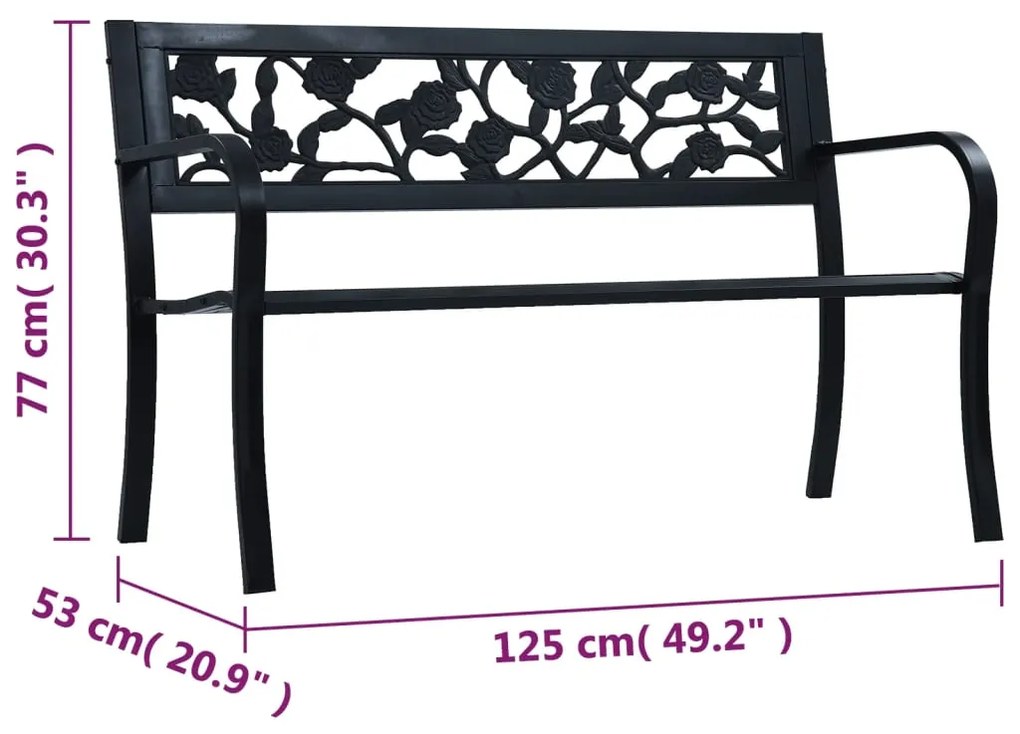 vidaXL Marketos Zahradní lavice 125 cm černá ocel
