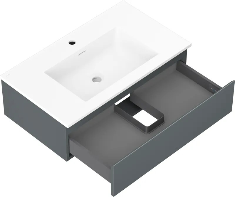 Mexen Orio, koupelnová skříňka 80 cm s umyvadlem Otis, 1 zásuvka, grafitová matná/bílá matná, 91A10-08023-1-BF66-W18M01