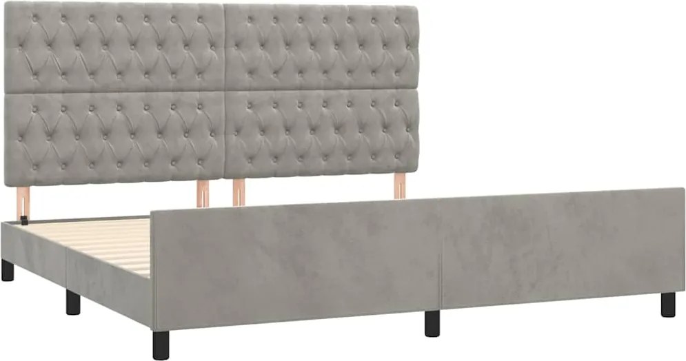 Rám postele bez matrace světle šedý 200 x 200 cm samet 3125958