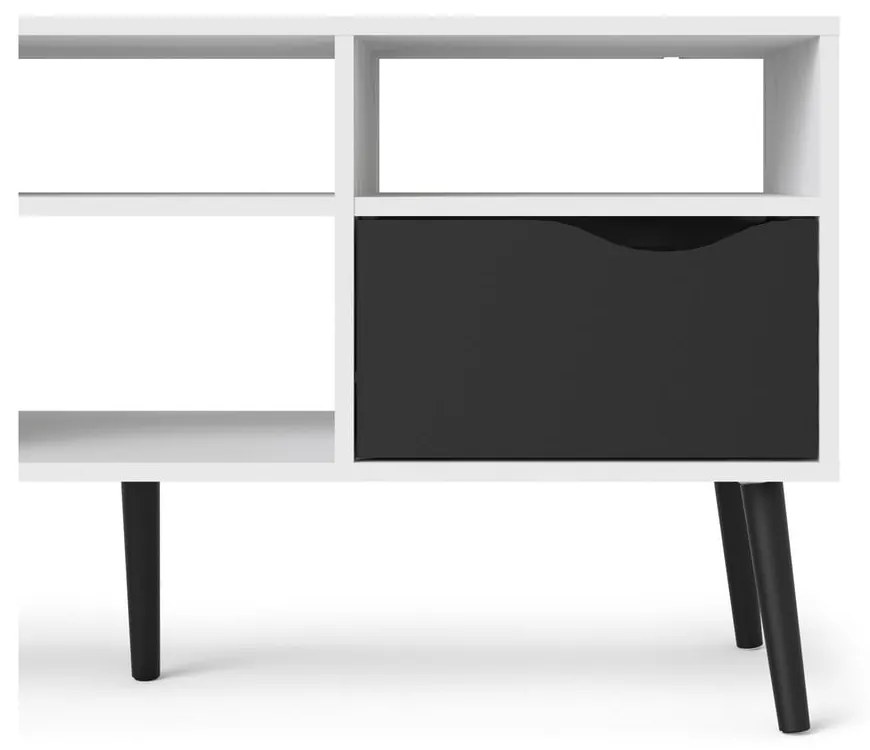 Černo-bílý TV stolek Tvilum Oslo, 117 x 57 cm