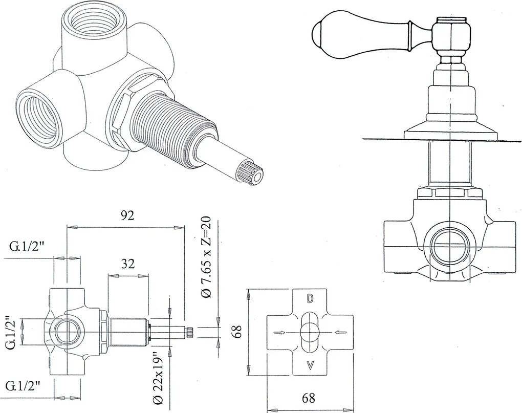 Sapho Antea DEVIN102 podomítkový přepínač chrom / zlato
