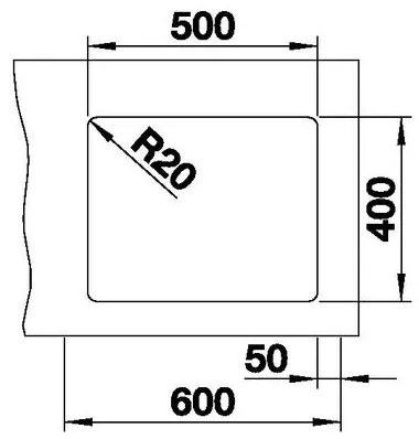 Blanco Etagon 500 U Granitový dřez bez odkapu s pojezdy, 53x46cm, antracit, spodní montáž, 522227