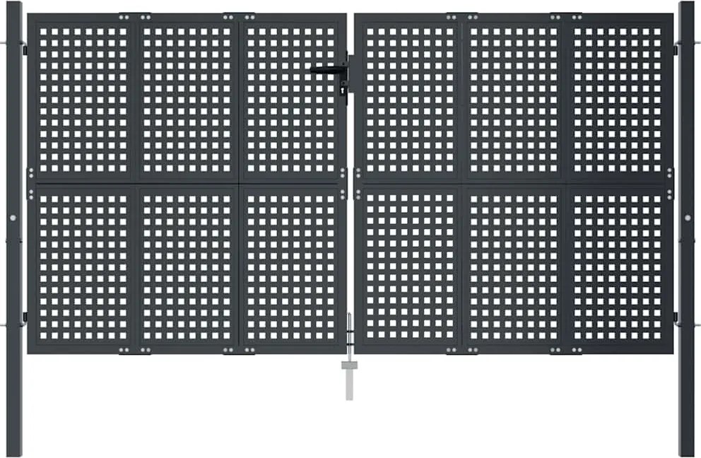 Zahradní branka antracitová 300 x 125 cm ocelová 154567