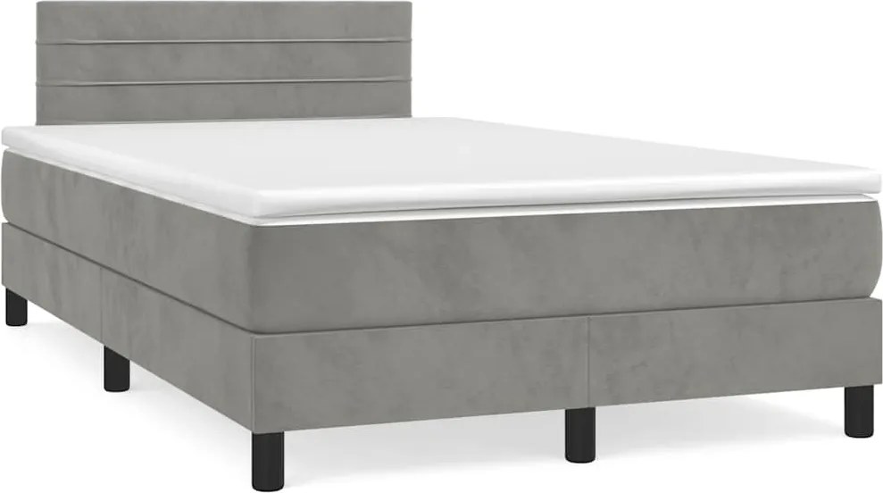 Box spring postel s matrací a LED světle šedá 120x190 cm samet 3270159