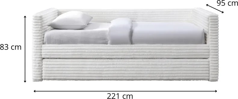 Čalouněná jednolůžková postel Alabama 90x200 krémová