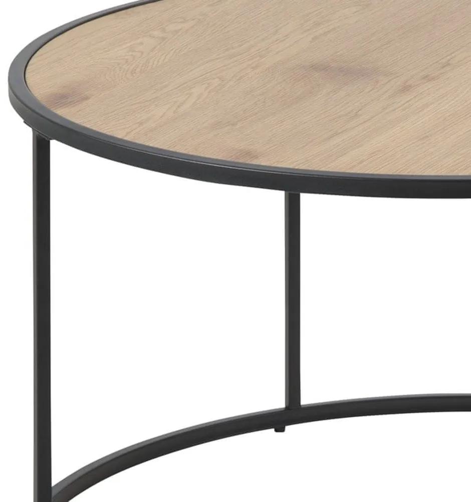 Design scandinavia Konferenční stolek kulatý Seashell, 80 cm, dub