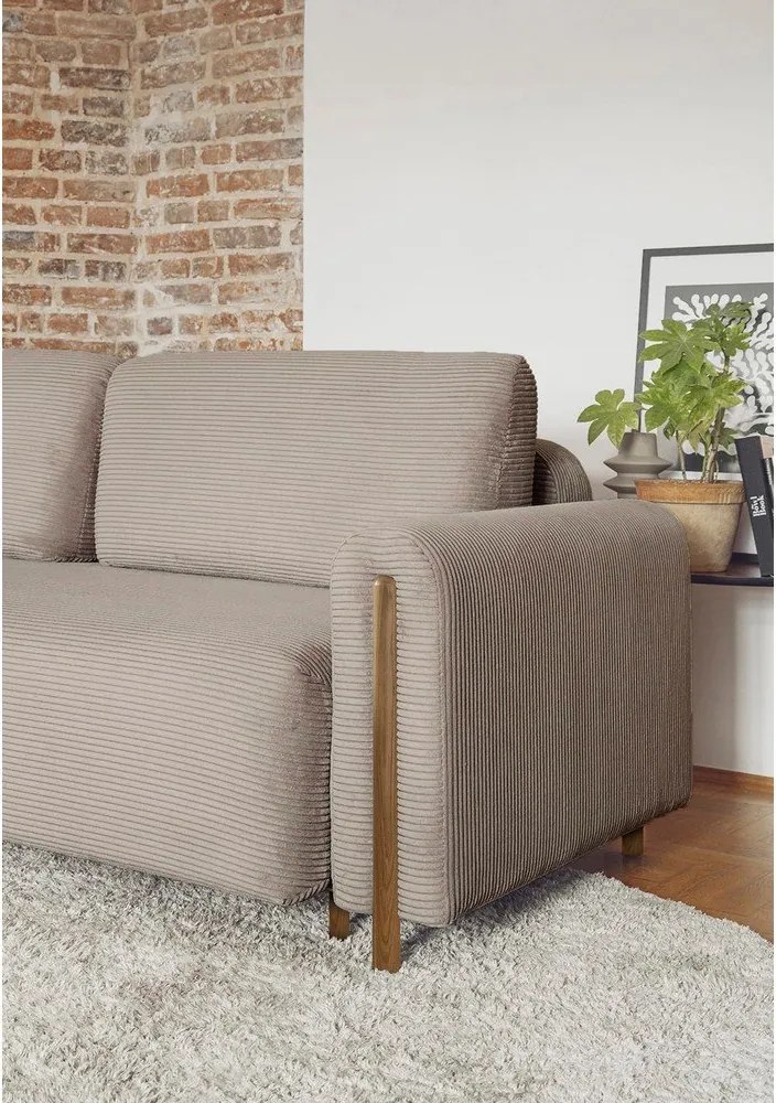 Světle hnědá manšestrová rozkládací/s úložným prostorem pohovka 244 cm Arcadova – ELTAP