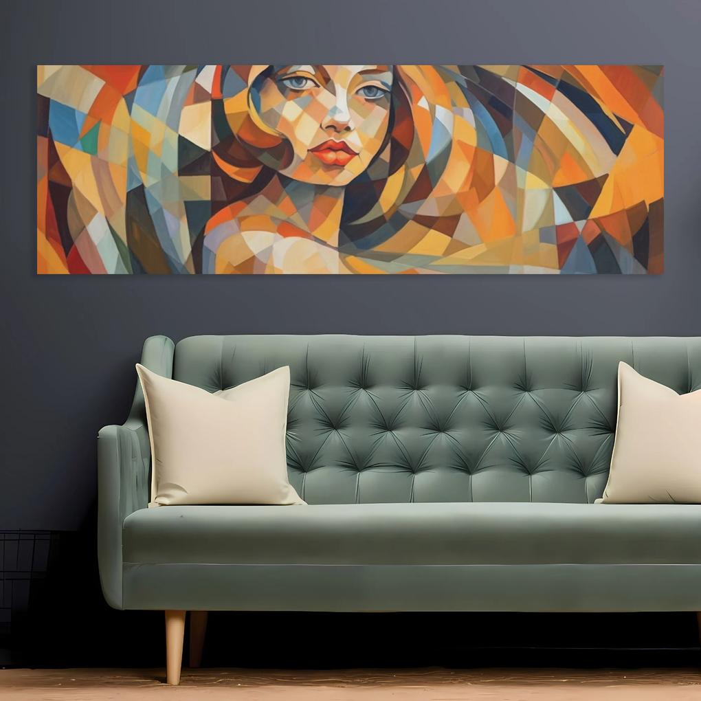 Obraz na plátně - Modrooká žena, abstrakce FeelHappy.cz Velikost obrazu: 180 x 60 cm