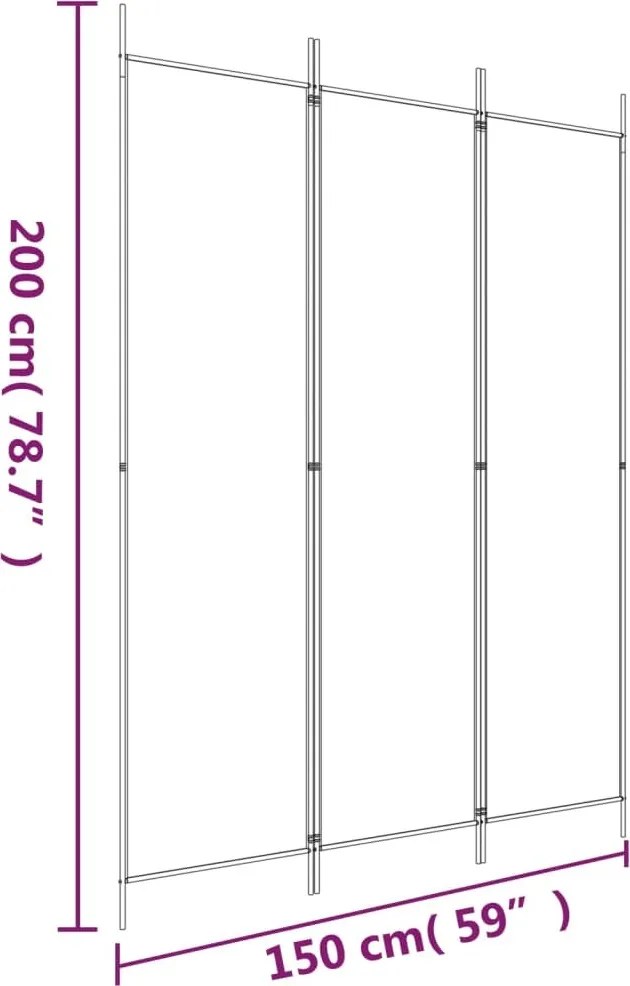 vidaXL 3dílný paraván 150x200 cm textil [350180] Barva: Hnědá