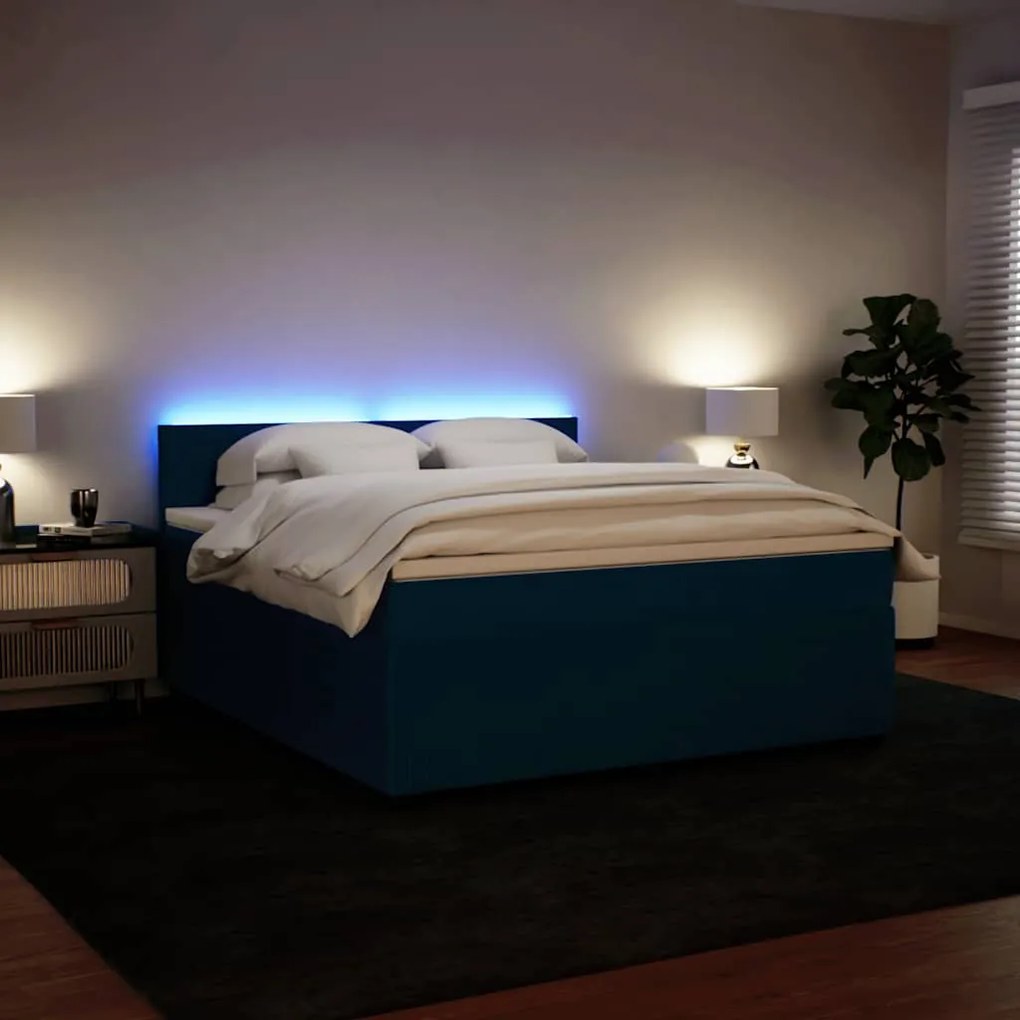 Box spring postel s matrací modrá 180 x 200 cm samet 3290104