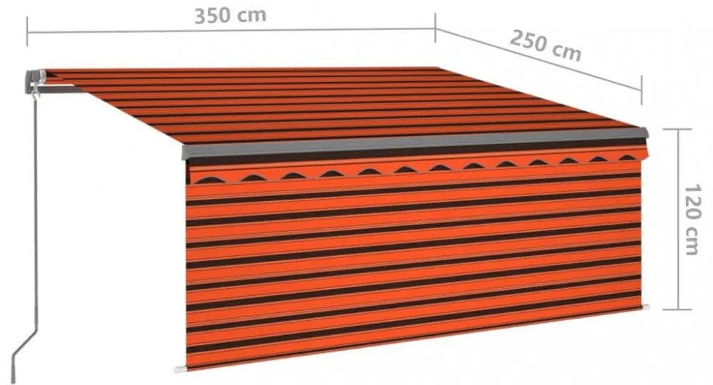 Ručně zatahovací markýza s roletou 350x250 cm Dekorhome Bílá / modrá