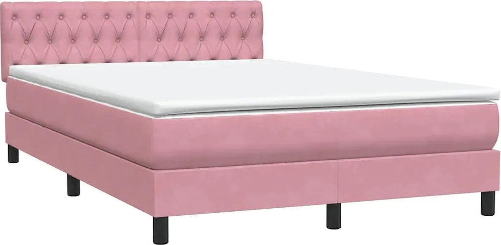Box spring postel s matrací růžová 160x210 cm samet 3316508