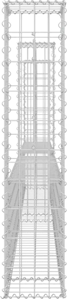 Gabionový koš ve tvaru U se 3 sloupky železo 260 x 20 x 100 cm 151276