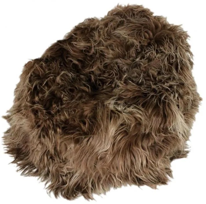 Sedací pytel - bean bag - rezavě hnědý, dlouhý chlup