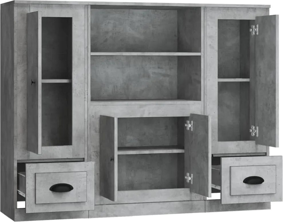 Příborníky 3 ks betonově šedé kompozitní dřevo 3185315