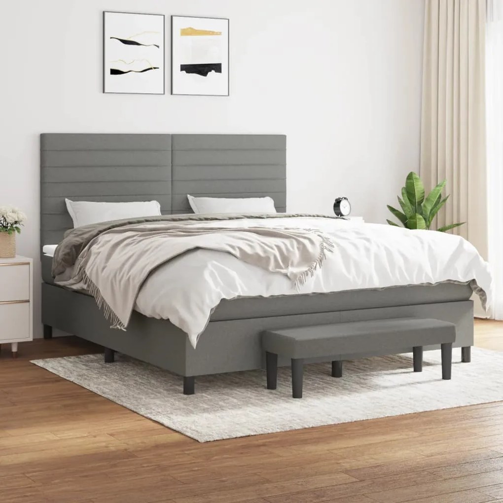 Box spring postel s matrací tmavě šedá 160x200 cm textil 3136686