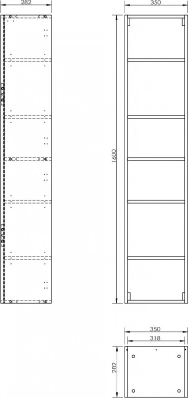 Mexen Box-A, vysoká koupelnová skříňka 35x44,2x160 cm, matný grafit, 91AX1-1600-300-1-66