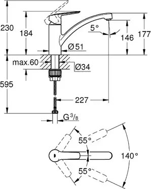 Grohe QuickFix Start - Dřezová baterie chrom