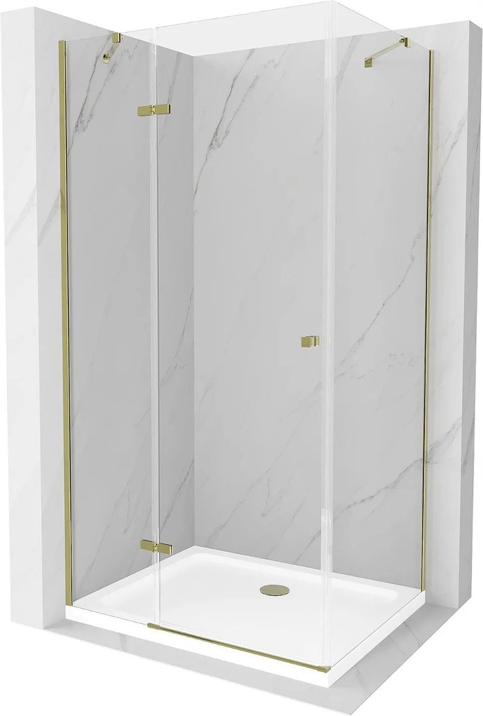 Mexen Roma sprchový kout 110 x 80 cm, 6mm sklo, zlatý profil-čiré sklo + slim sprchová vanička 5cm, 854-110-080-50-00-4010