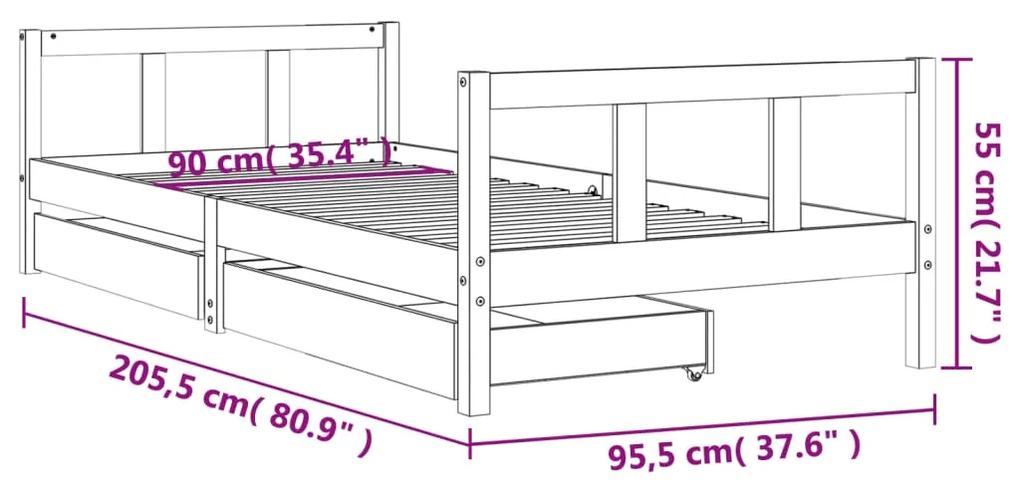 Dětská postel se zásuvkami 90 x 200 cm masivní borové dřevo - Default Title