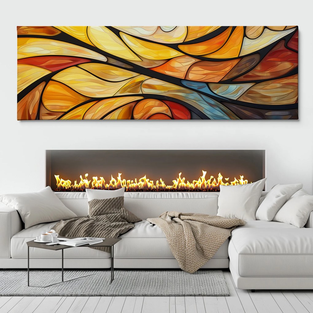 Obraz na plátně - Mozaika podzimního vibrato FeelHappy.cz Velikost obrazu: 120 x 40 cm