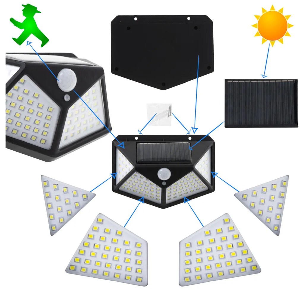 Creative Corner Solární lampa se senzorem pohybu a soumraku 100 LED