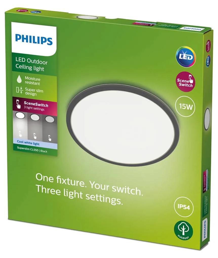 Philips SuperSlim LED IP54 Ø 25cm 4 000K černá