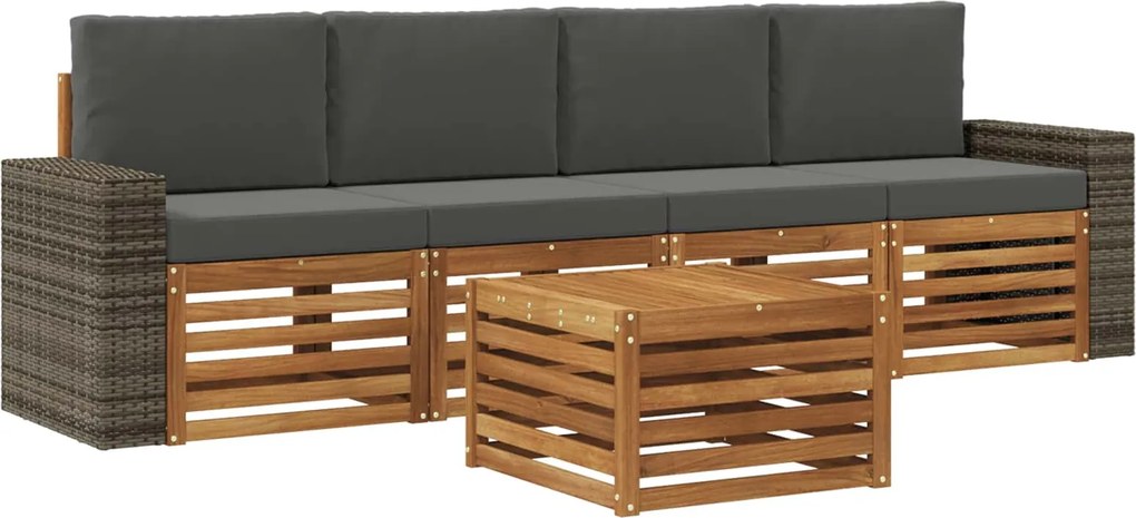 Venkovní pohovková souprava 5 ks Přirozená a Anthracitová 3384008