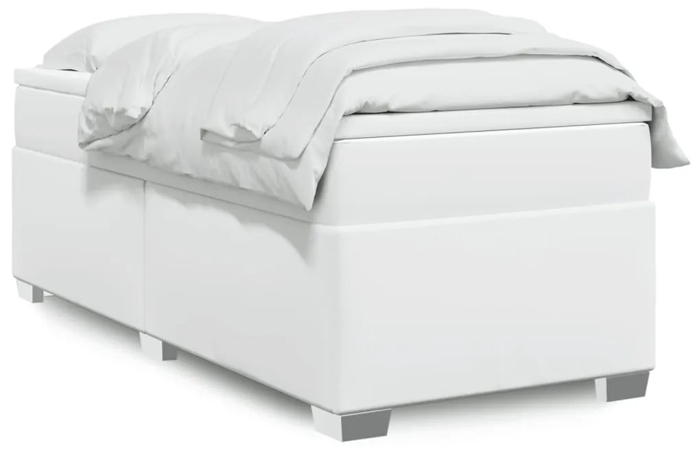 Box spring postel s matrací bílá 90x200 cm umělá kůže 3285194