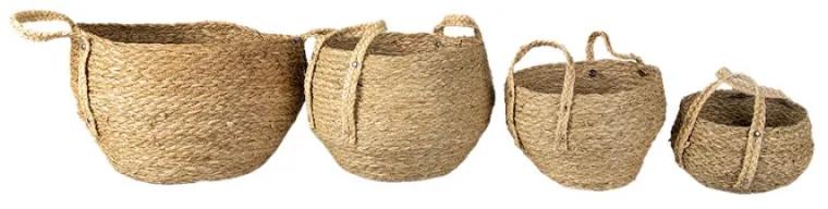 4 ks pletených košíků Marjoleine s uchy – (4)  30x33 /  28x30 /  23x25 /  19x20 cm