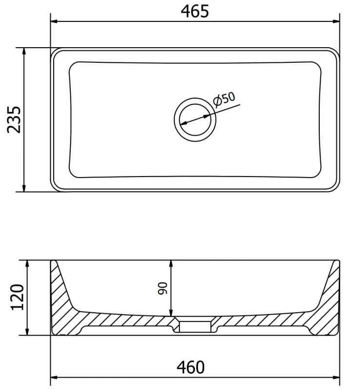 Mexen NADIA UMYVADLO, 46x23 CM, ČERNÁ-MATNÁ, 21614685
