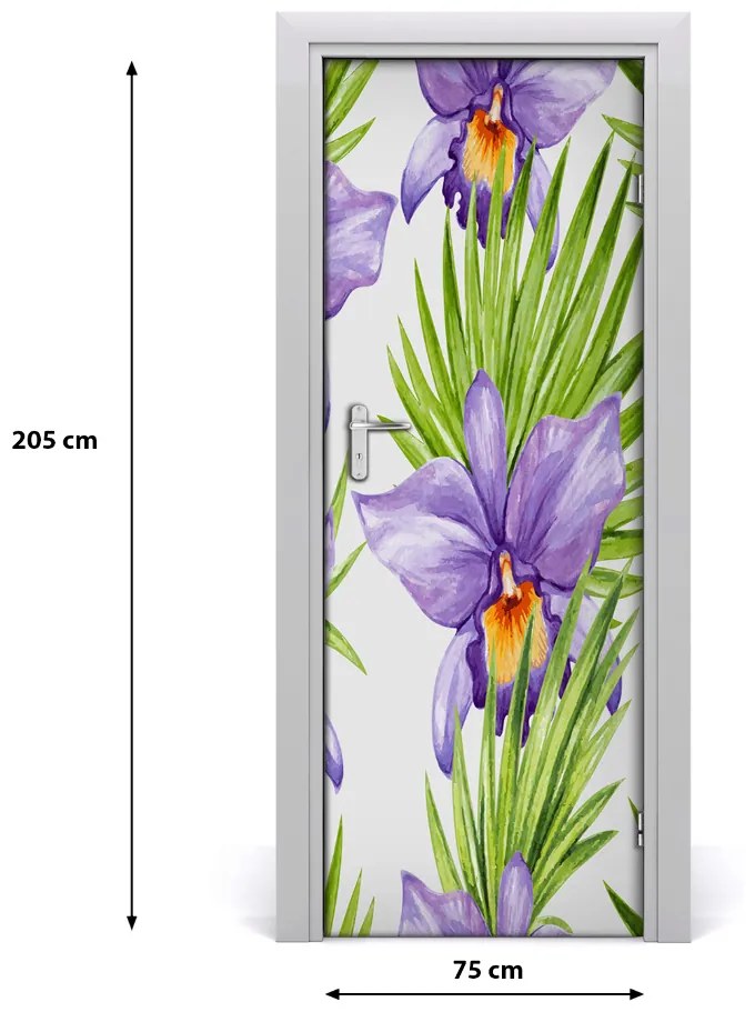 Samolepící fototapeta na dveře Orchidej a palmy 75x205 cm