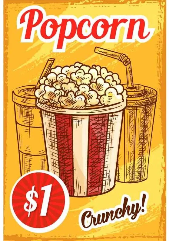 Cedule Restaurace menu - Popcorn