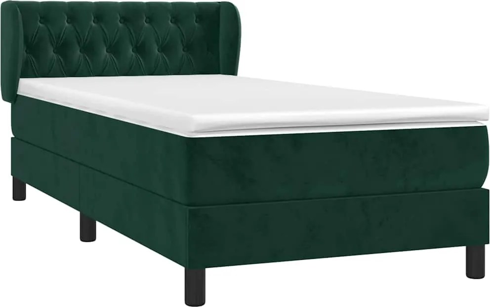 Box spring postel s matrací tmavě zelená 100x200 cm samet 3127658