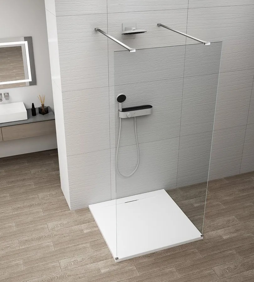Polysan Esca Chrome sprchová zástěna 100 x 210 cm jednodílná do prostoru aluchrom sklo čiré ES1010-05