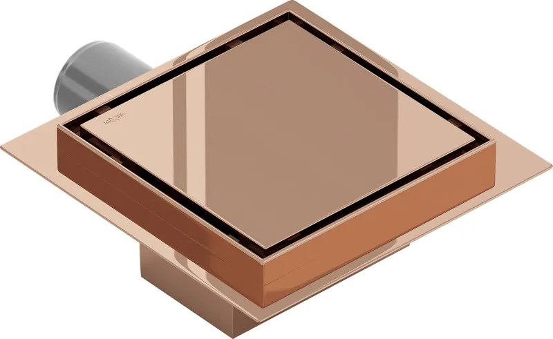 Mexen Flat-Q M13 čtvercová podlahová vpusť 12 x 12 cm, růžové zlato - 1610012