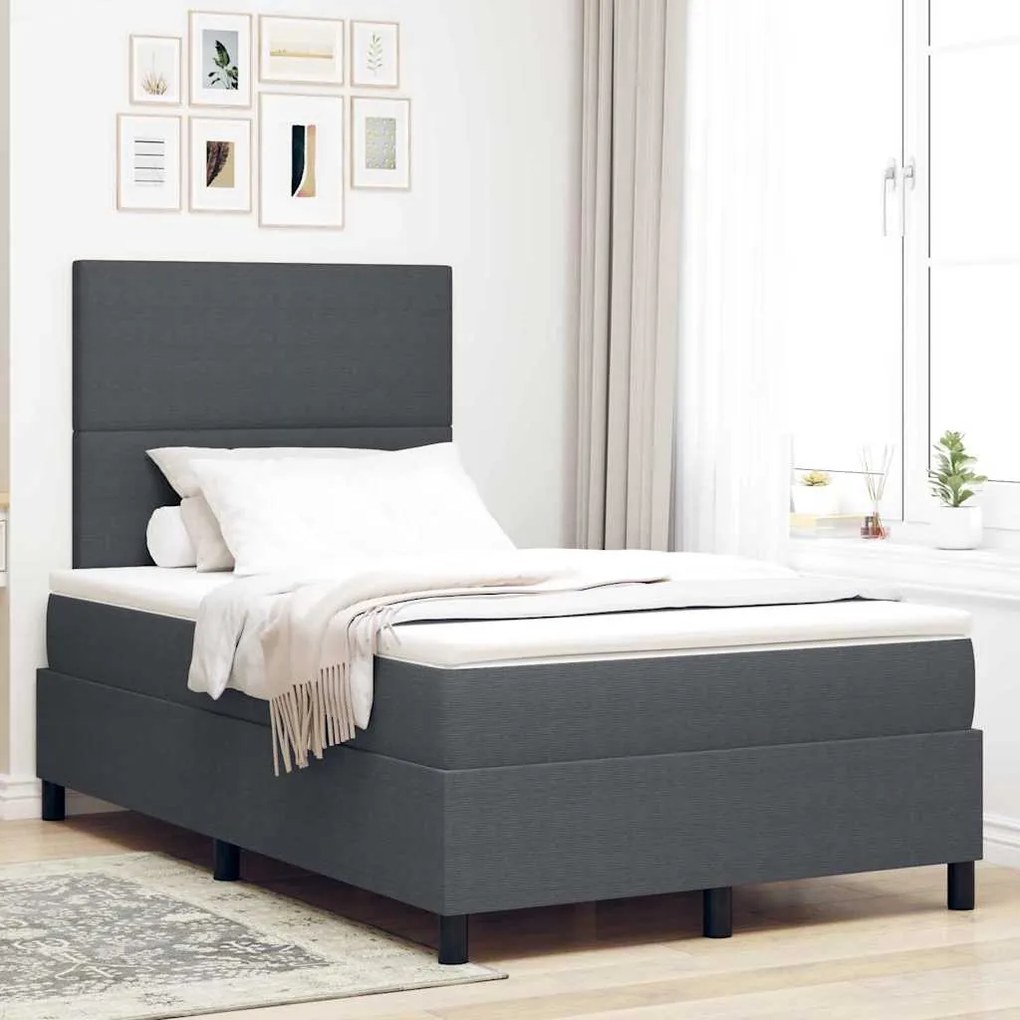 Postel s boxspringem s čelo Tmavě šedá a bílá 120 x 190 cm 3337548