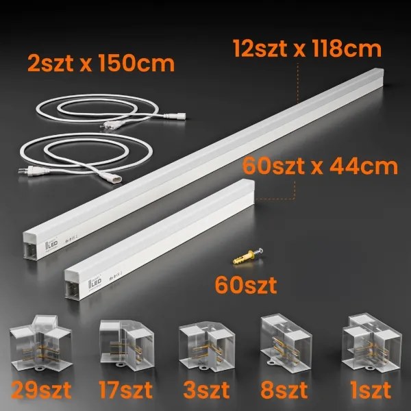 LED Stropní svítidlo LED/696W/85-265V 6500K 484x243 cm CRI 90 IP44 bílá