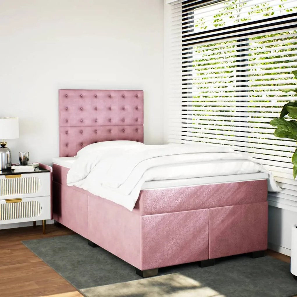 Box spring postel s matrací růžová 120 x 200 cm samet 3290899